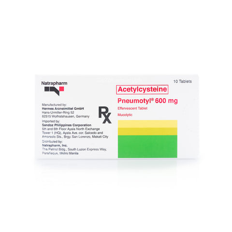 PNEUMOTYL Acetylcysteine 600mg Effervescent Tablet 10's price in the ...